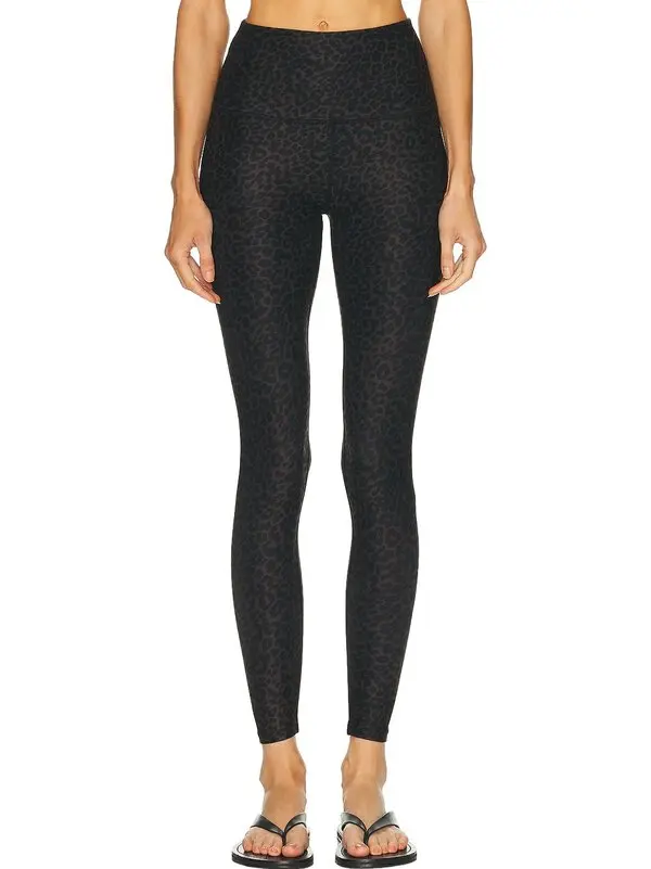 Beyond Yoga Softmark High Waisted Midi Legging In Wine - Espresso Leopard