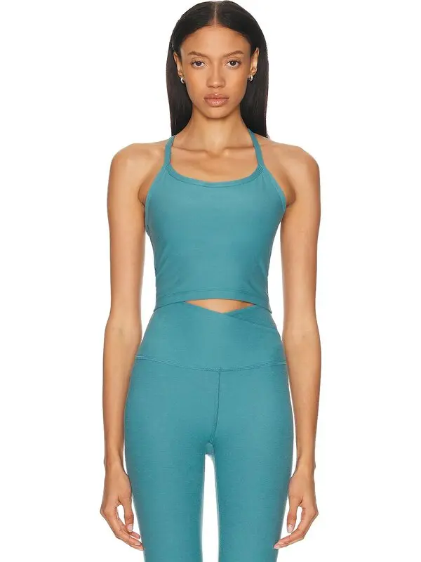 Beyond Yoga Spacedye Slim Racerback Cropped Tank Top - Deep Aqua Heather
