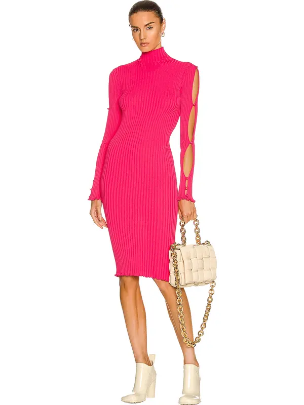 Bottega Veneta Rib Knit Dress - Lollipop