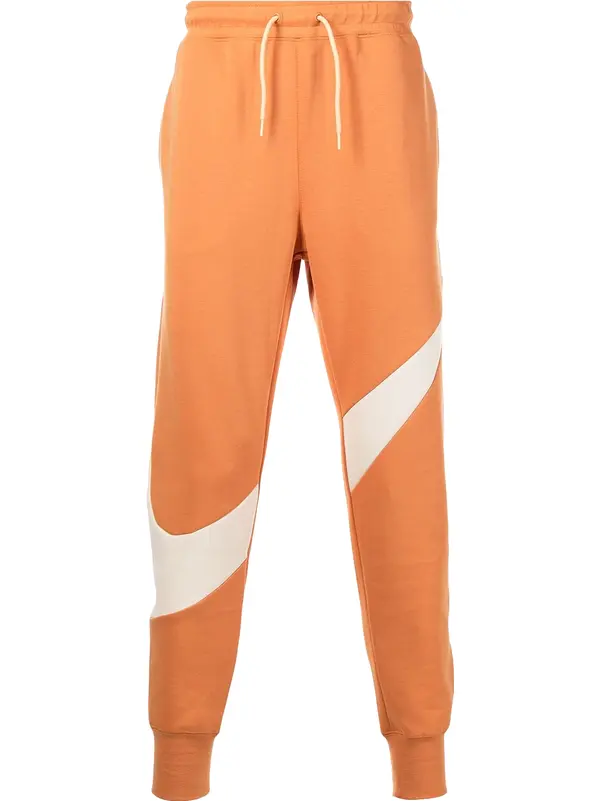 Nike Swoosh-print Fleece Track Pants - Orange