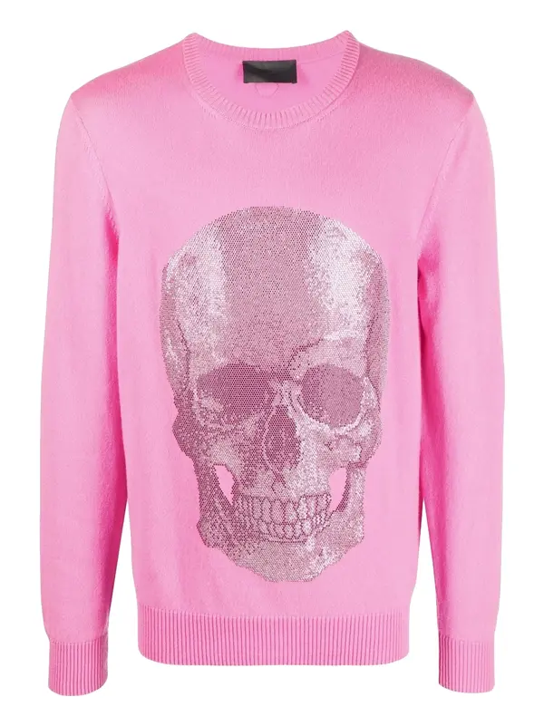 Philipp Plein Iconic Skull Crewneck Sweater - Pink