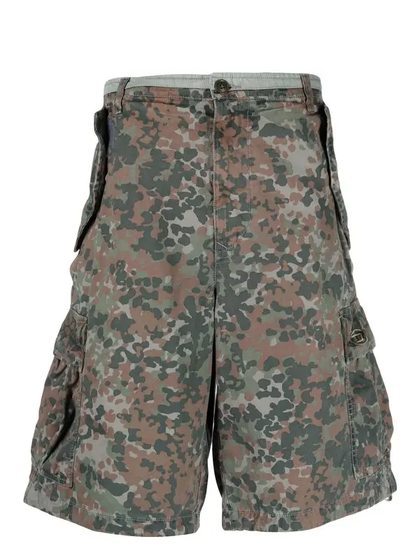 DIESEL® Camouflage-print Cargo Shorts - Blue