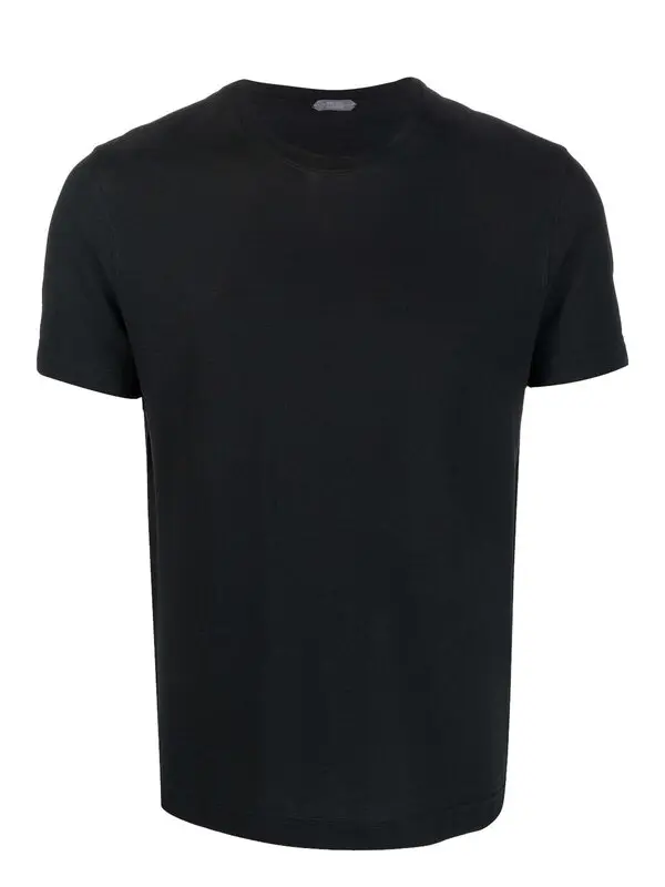 ZANONE Short-sleeved Cotton T-shirt - Black