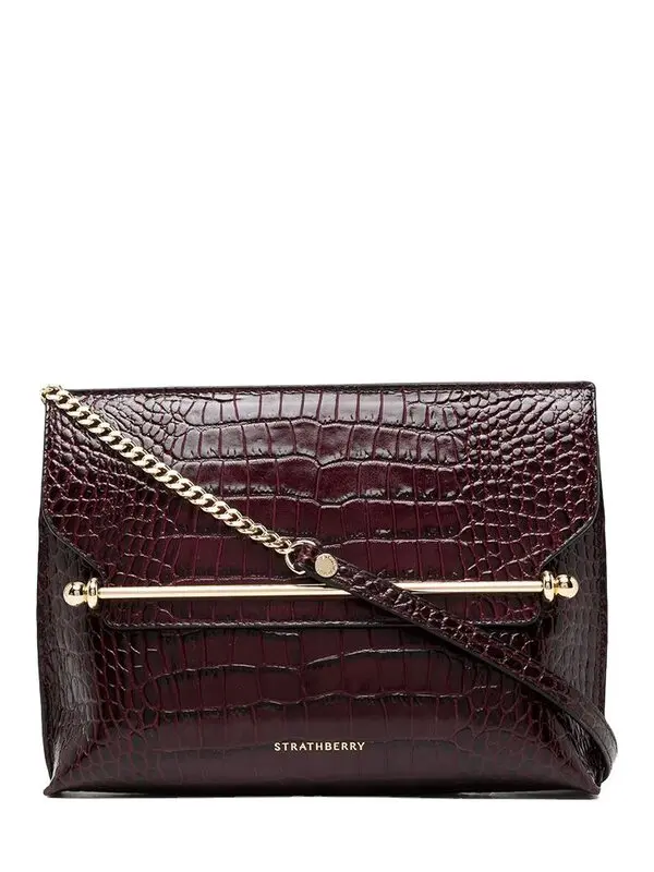 Strathberry Embossed Leather Crossbody Bag - Purple