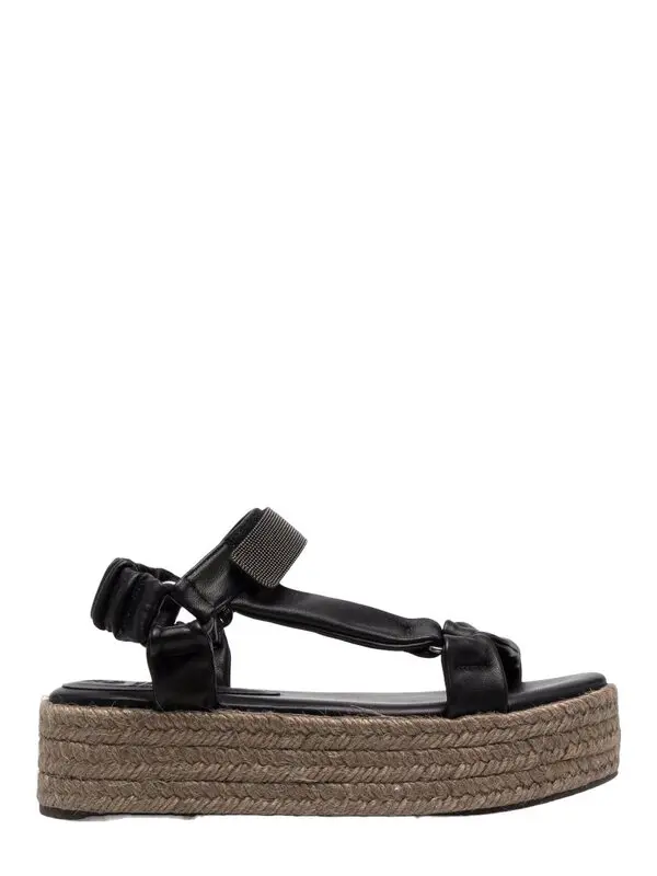 Brunello Cucinelli Monili-embellished Platform Sandals - Black