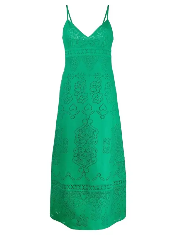 Valentino Garavani Heavy Lace Long Dress - Green