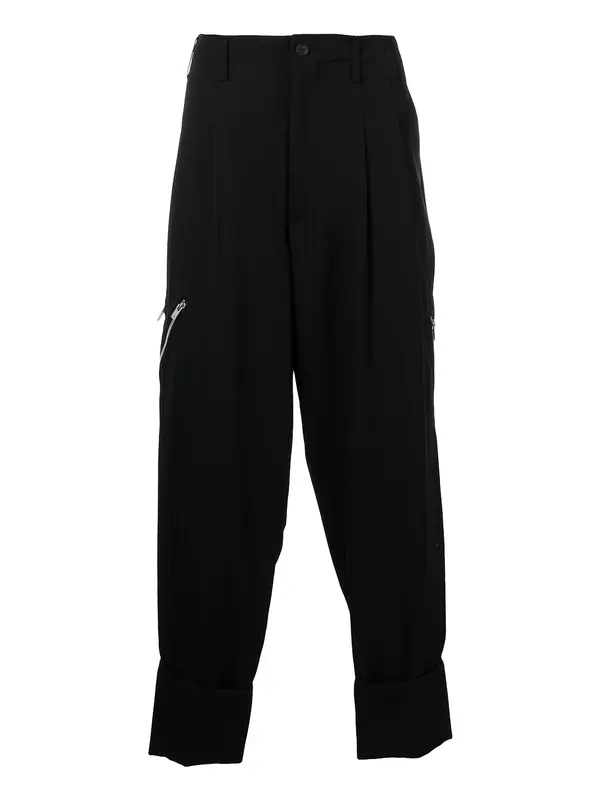 Yohji Yamamoto Zip-detail Tailored Trousers - Black