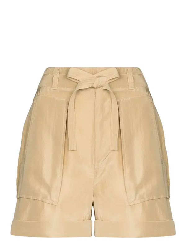 Polo Ralph Lauren Paperbag-waist Silk Shorts - Neutrals