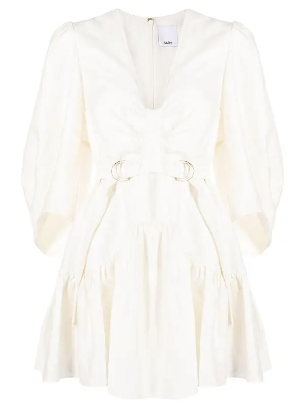 Acler Belted Flared Dress - White