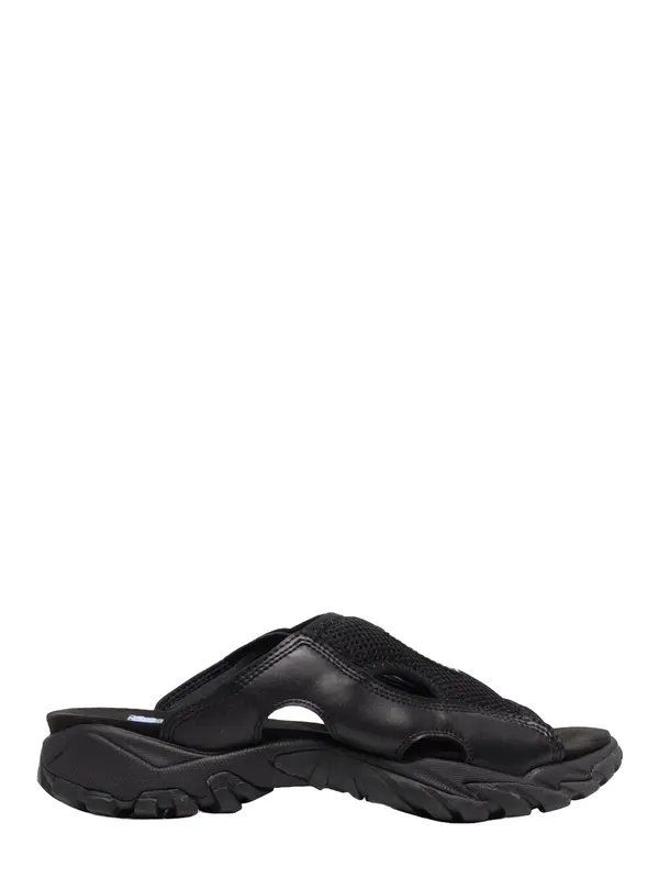 Alexander McQueen Striae Leather Sliders - Black