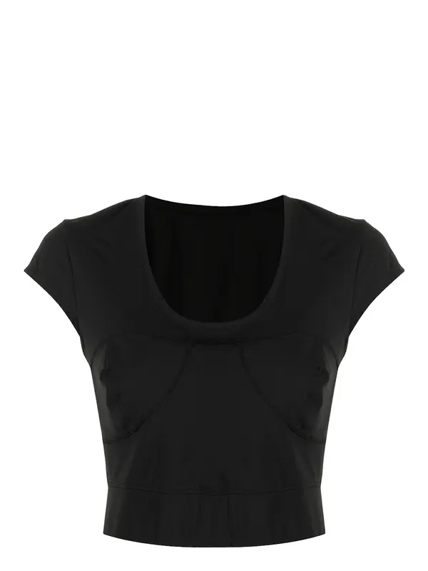 ONEFIFTEEN X Beyond The Radar Scoop-neck Cropped Top - Black