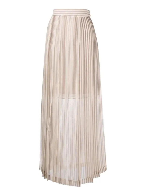 Brunello Cucinelli Layered Pleated Maxi Skirt - Neutrals