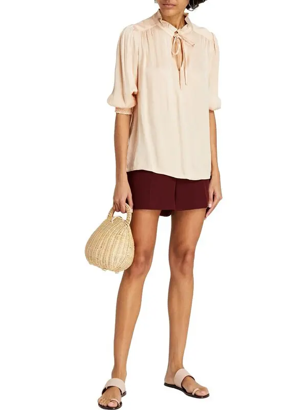 Ba&sh Cuproblend Satin Jacquard Blouse - Blush