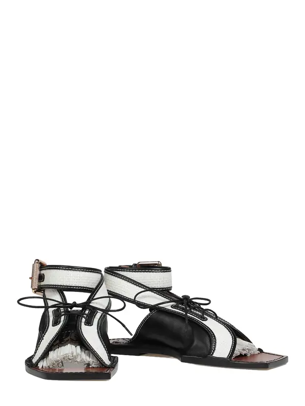Zimmermann Leather And Faux Raffia Sandals - Black