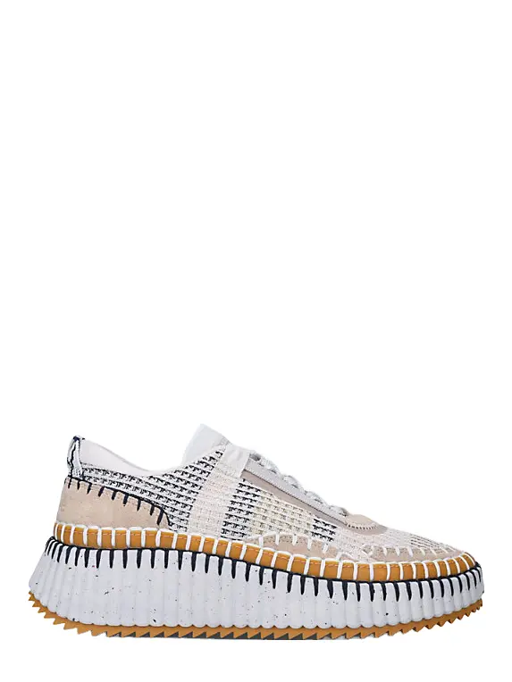 Chloé Nama Embroidered Trainers - Beige