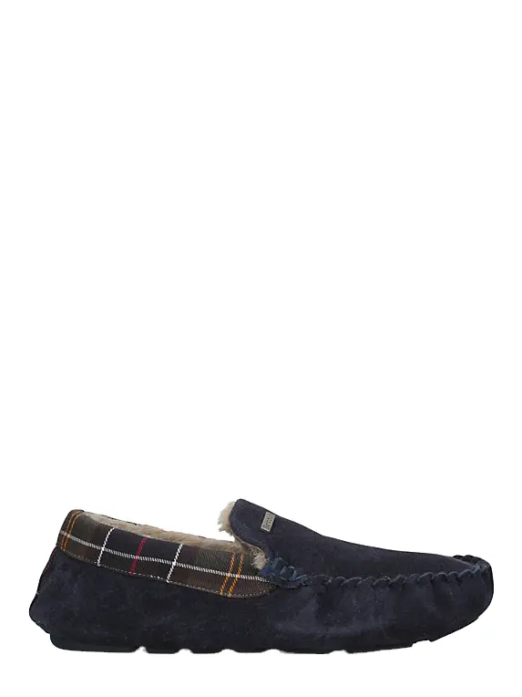 Barbour Monty Faux Shearling-lined Tartan Slippers - Navy