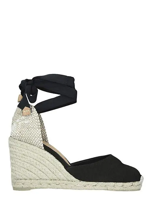 CastaÑer Carina Cotton-canvas Wedge Espadrilles - Black