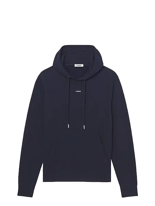 Sandro Logo-embroidered Cotton-jersey Hoodie - Noir / Gris