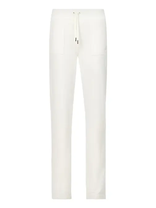 Juicy Couture Logo-embroidered Straight-leg High-rise Velour Trousers - Sugar Swizzle