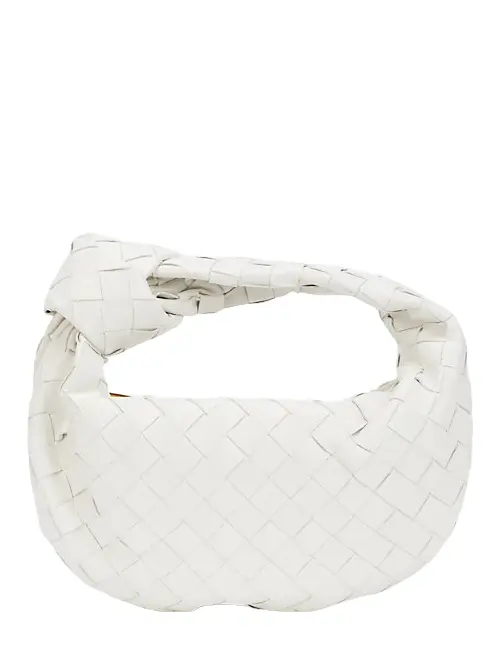 Bottega Veneta Mini Jodie Leather Hobo Bag - White-gold
