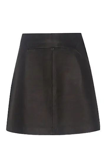 Whistles A-line Leather Skirt - Black