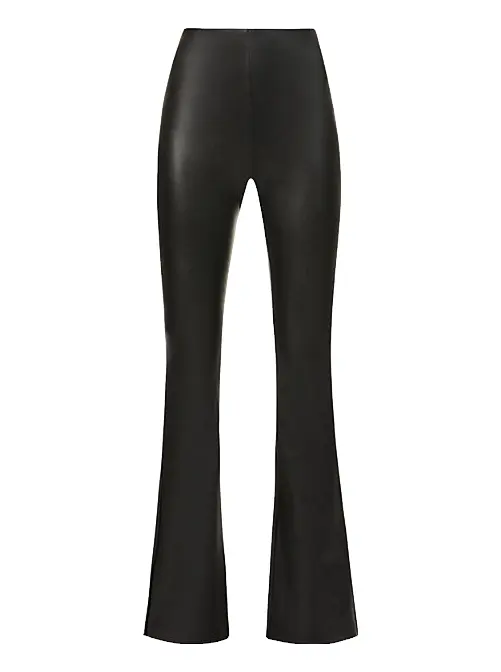 Commando Flared Mid-rise Faux-leather Leggings - Black