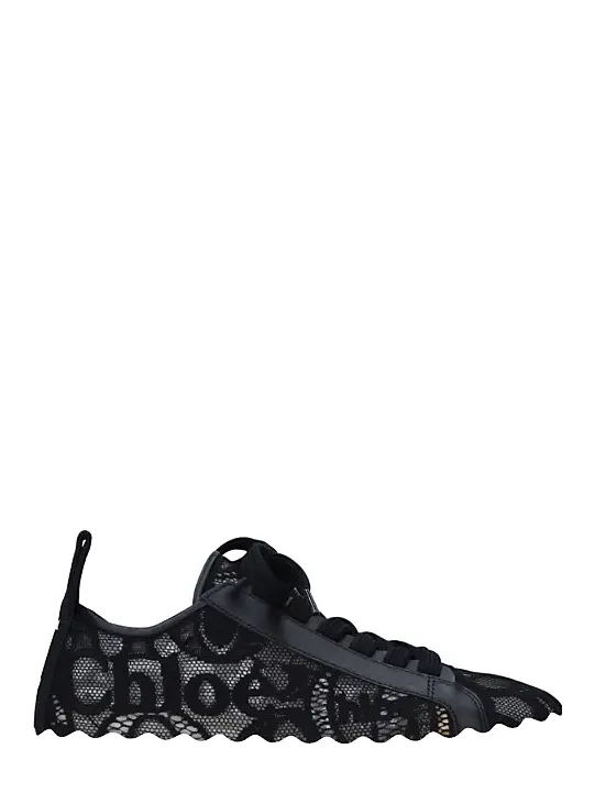 Chloé Lace-detail Leather Trainers - Black