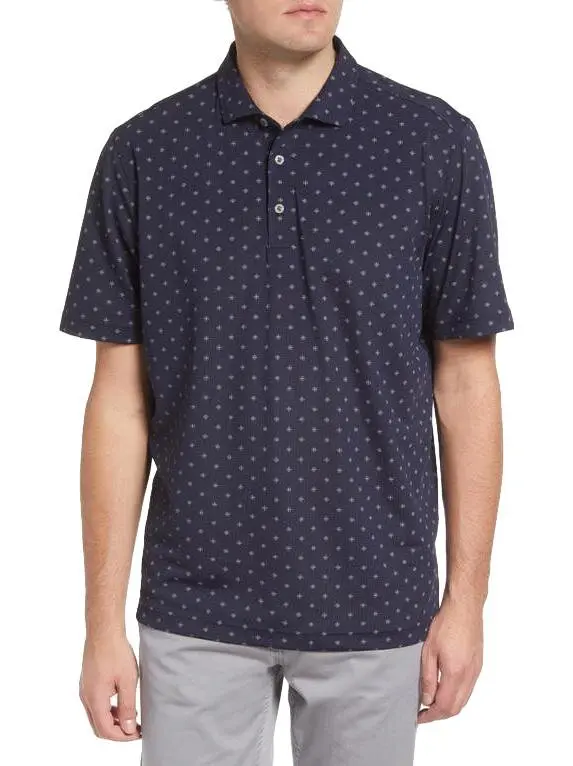 Cutter & Buck Virtue Piqué Tile Print Polo - Navy Blue