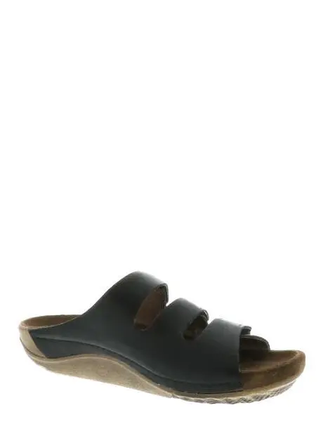 WOLKY Nomad Slide Sandal - Black Leather