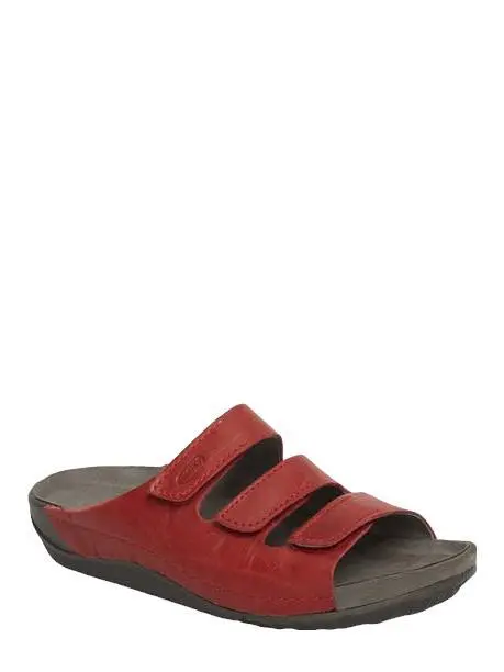 WOLKY Nomad Slide Sandal - Red/red Leather