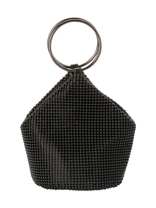 OLGA BERG Bianca Mesh Bucket Bag - Black