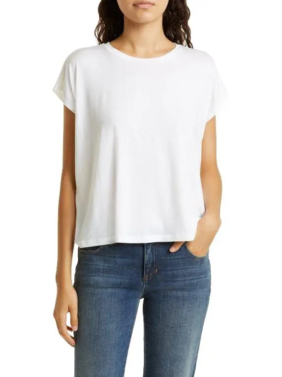 Eileen Fisher Crewneck Boxy Stretch Jersey T-shirt - White