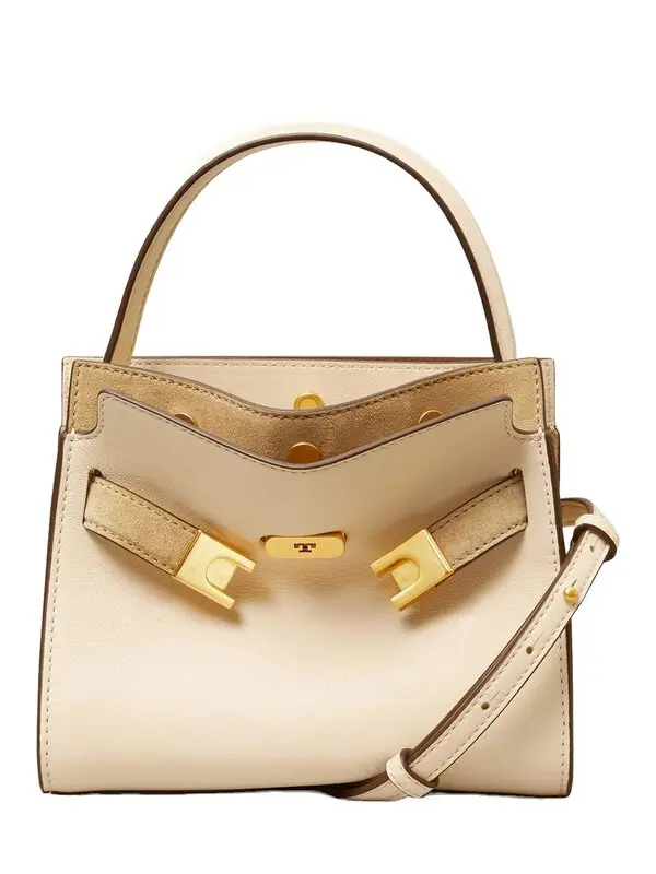 Tory Burch Petite Lee Radziwill Leather Double Bag - New Cream