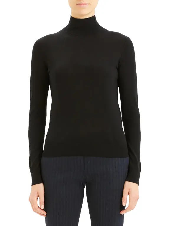 Theory Wool Blend Mock Neck Sweater - Black