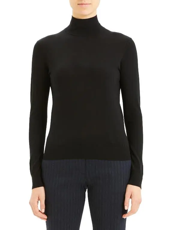 Theory Wool Blend Mock Neck Sweater - Black