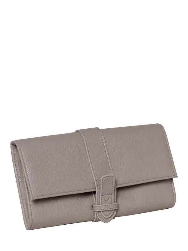 BEY-BERK Hayley Faux Leather Jewelry Clutch - Gray