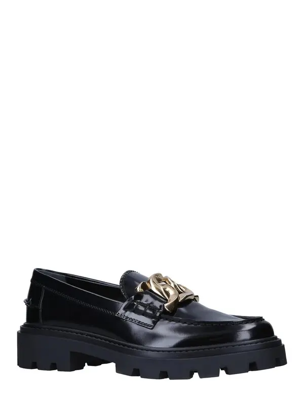 TOD'S Leather Lug-sole Loafers - Black