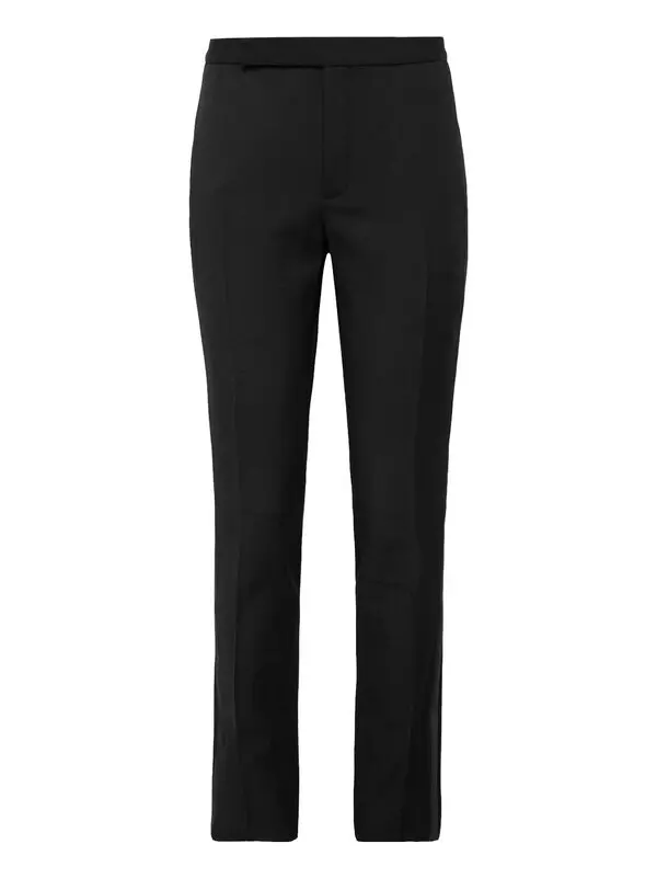 Saint Laurent Slim-fit Grain De Poudre Trousers - Black