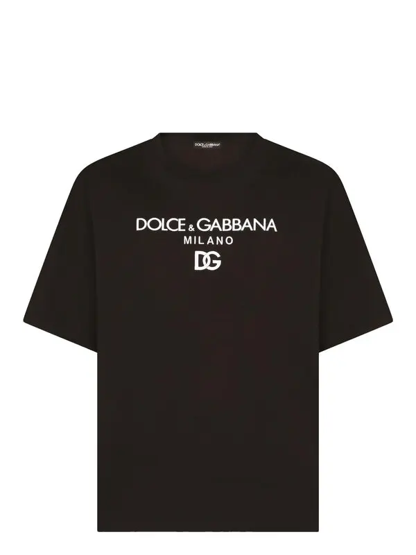 Dolce & Gabbana Logo-embroidered Cotton T-shirt - Black