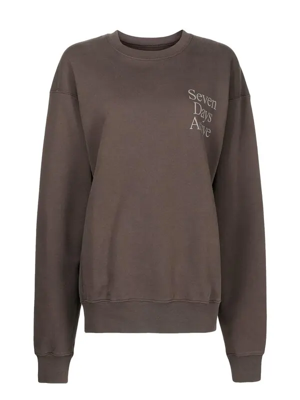 7 DAYS ACTIVE Logo-print Crew Neck Sweatshirt - Brown