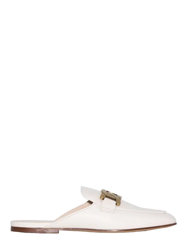 TOD'S Sabot Loafer Mules - White
