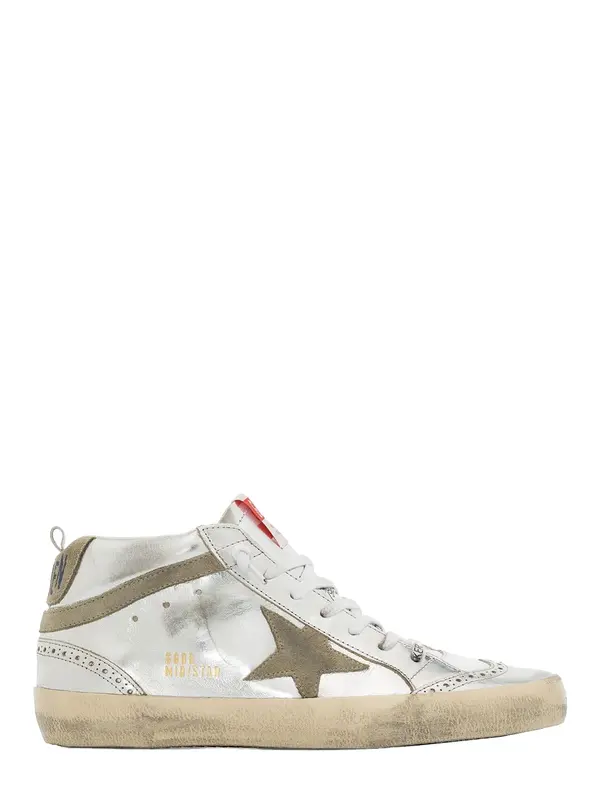 GOLDEN GOOSE Mid-star Laminated Sneakers - Silver