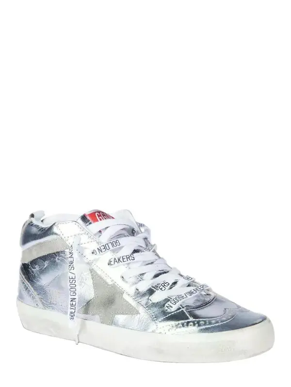 GOLDEN GOOSE Mid-star Laminated Sneakers - Silver