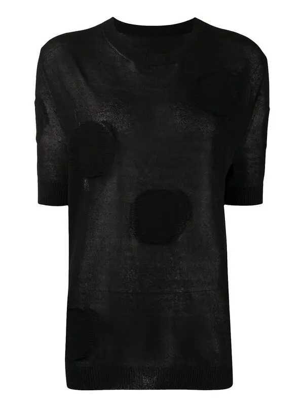 UMA WANG Circle-motif Knitted Top - Black