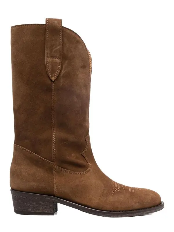 VIA ROMA 15 Suede Cowboy Boots - Brown