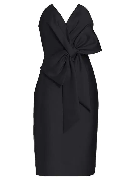 Badgley Mischka Bow Front Mikado Dress - Black