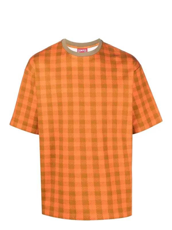 Camper Check-print T-shirt - Orange