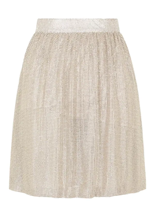 Dolce & Gabbana Crystal Mesh Midi Skirt - Neutrals