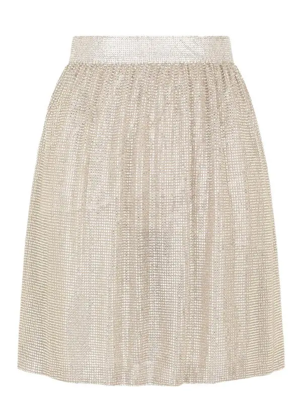 Dolce & Gabbana Crystal Mesh Midi Skirt - Neutrals