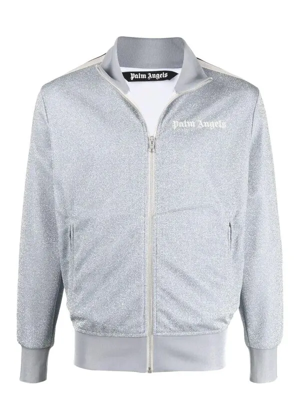 Palm Angels Glitter Lurex Track Jacket - Grey